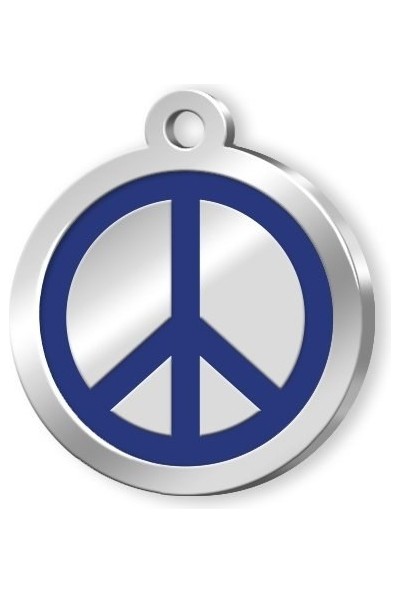 Pet Tag Art Mineli Seri Dünya Barışı Desenli Künye Mavi