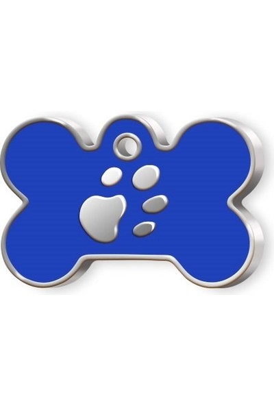 Pet Tag Art Kemik Şeklinde Mineli Büyük Köpek Künyesi Mavi
