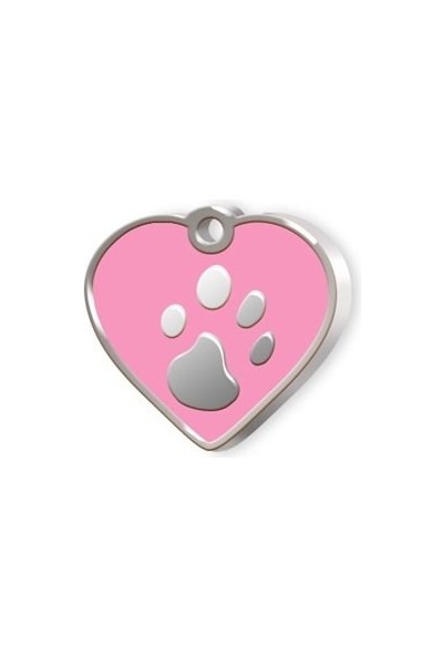 Pet Tag Art Kalp Şeklinde Mineli Küçük Kedi Köpek Künyesi Pembe