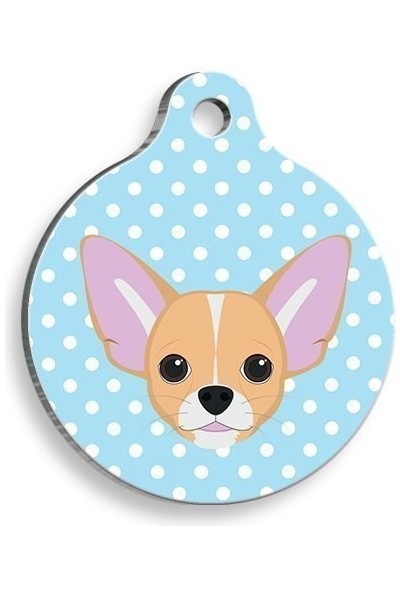 Pet Tag Art Chihuahua Mavi Puantiyeli Yuvarlak Köpek Künyesi Medium: 3 Cm. Pet Tag Art Chihuahua Mavi Puantiyeli Yuvarlak Köpek Künyesi Medium: 3 Cm.