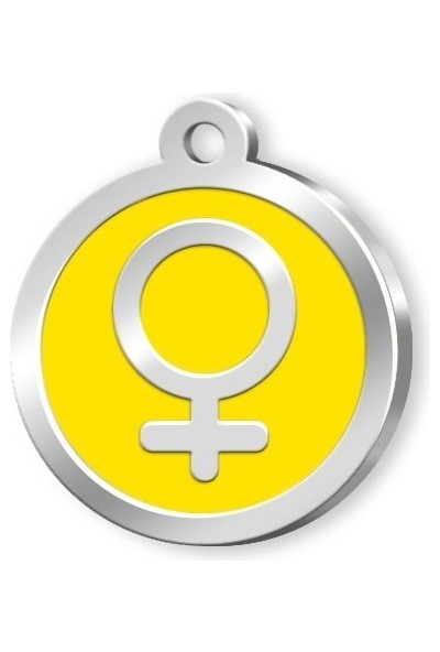 Pet Tag Art Mineli Kadın Sembol Desenli Künye Sarı