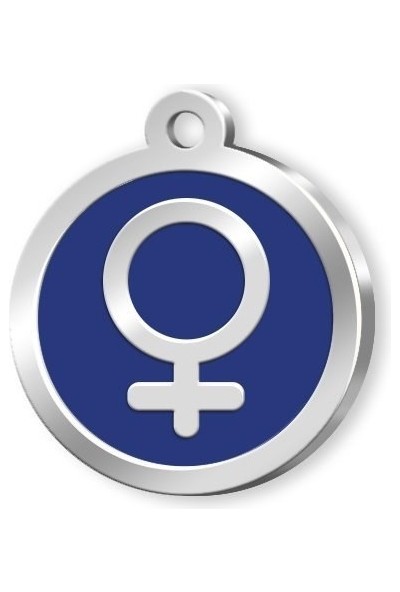 Pet Tag Art Mineli Kadın Sembol Desenli Künye Mavi