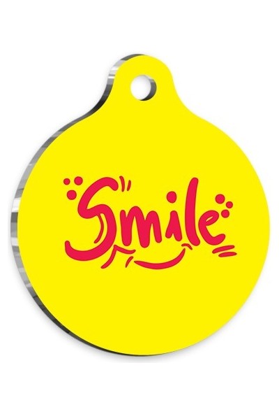 Pet Tag Art Sarı Smile Kedi Köpek Künyesi Medium 3 cm Pet Tag Art Sarı Smile Kedi Köpek Künyesi Medium 3 cm