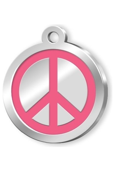 Pet Tag Art Mineli Seri Dünya Barışı Desenli Künye Pembe Pet Tag Art Mineli Seri Dünya Barışı Desenli Künye Pembe