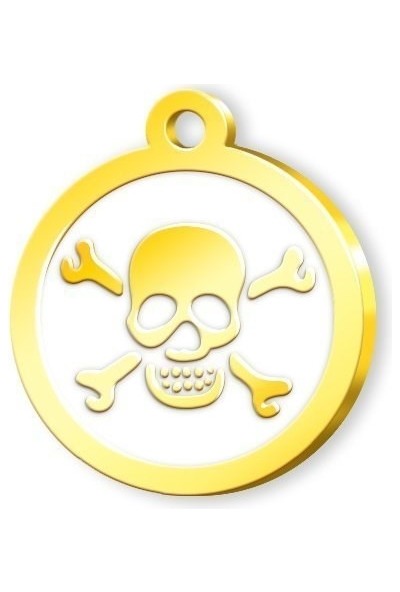 Pet Tag Art Altın Kaplama Kuru Kafa Künye - Beyaz
