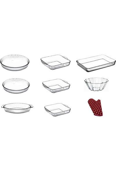 Paşabahçe Borcam Seti 8 Prç. Borcam Tencere Fırın Tepsisi Takımı Seti Paşabahçe Borcam Seti 8 Prç. Borcam Tencere Fırın Tepsisi Takımı Seti
