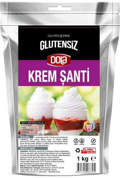 Dola Glutensiz Krem Şanti 1 kg Dola Glutensiz Krem Şanti 1 kg