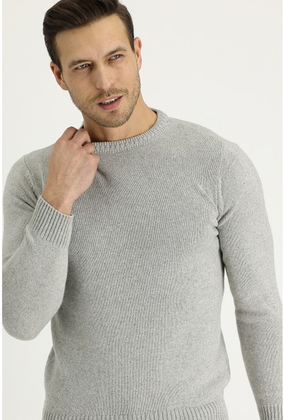 Kiğılı Bisiklet Yaka Slim Fit Yünlü Triko Kazak