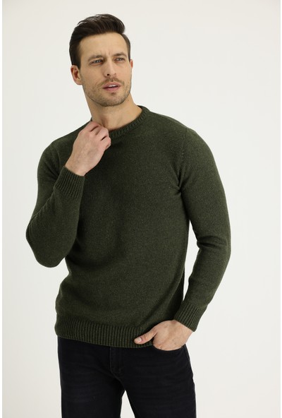 Kiğılı Bisiklet Yaka Slim Fit Yünlü Triko Kazak