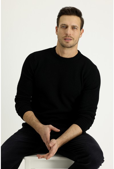 Kiğılı Bisiklet Yaka Slim Fit Yünlü Triko Kazak