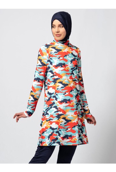Desenli Tam Kapalı Tesettür Mayo Marina Mayo 1849DSN