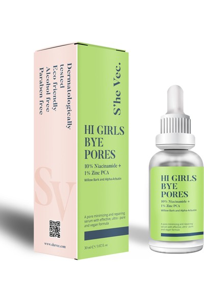 S’he Vec 10% Niacinamide + 1% Zinc Pca (Gözenek, Siyah Nokta ve Sivilce Oluşumunu Gidermeye Yardımcı Bakım Serumu) S’he Vec 10% Niacinamide + 1% Zinc Pca (Gözenek, Siyah Nokta ve Sivilce Oluşumunu Gidermeye Yardımcı Bakım Serumu)