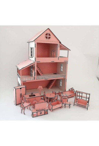 Başarı Atölye Ahşap Oyun Evi 60 cm Isimli Işıklı