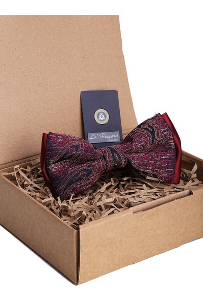 Kravatkolik Bordo Şal Desen Papyon P1395