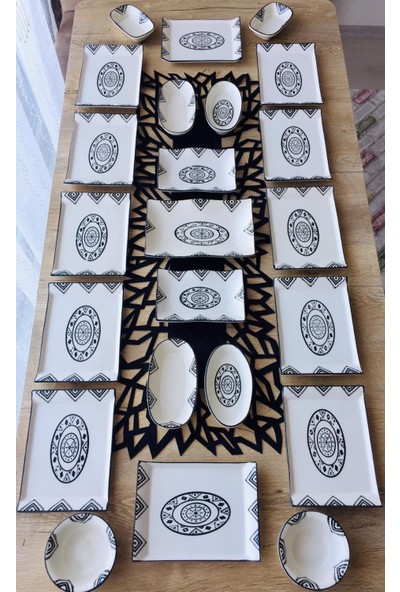 Venüs Home Kilim Desen Uzun Sunum 12 Kişilik 23 Parça Kahvaltı Takımı