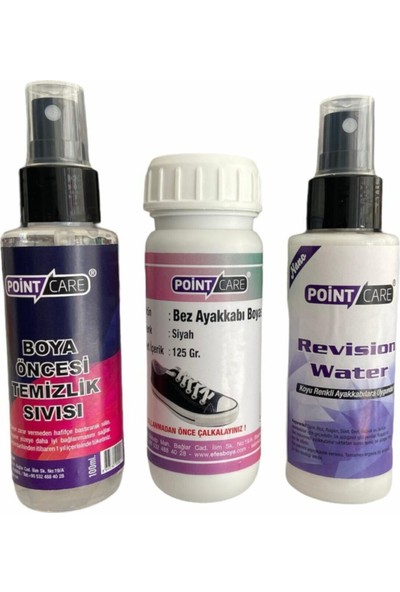 Point Care Siyah Kumaş ve Bez Ayakkabı Boyası 125 Gr. + Sihirli Sıvı + Boya Öncesi Temizlik Sıvısı Point Care Siyah Kumaş ve Bez Ayakkabı Boyası 125 Gr. + Sihirli Sıvı + Boya Öncesi Temizlik Sıvısı