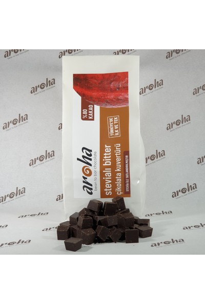 Aroha %80 Kakao - Stevialı Çikolata Kuvertürü 500 gr Aroha %80 Kakao - Stevialı Çikolata Kuvertürü 500 gr