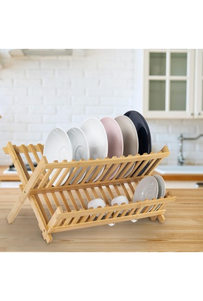 Homedius Bulaşıklık Bambu 2 Katlı