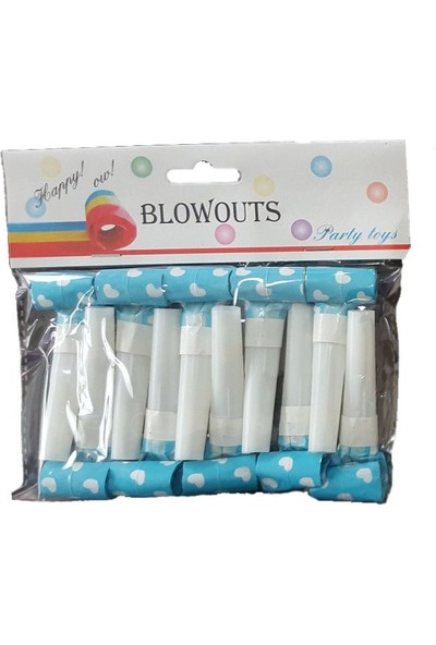 Pandoli Parti Düdüğü 10 Adet Mavi Beyaz Puanlı