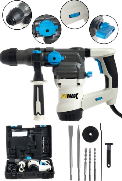 Stilmax Germany 7.5 kg 4500 Watt 8.4 Joule Bakır Sargı Devir Ayarlı Metal Gövdeli Kırıcı Delici + 5 Uç Stilmax Germany 7.5 kg 4500 Watt 8.4 Joule Bakır Sargı Devir Ayarlı Metal Gövdeli Kırıcı Delici + 5 Uç