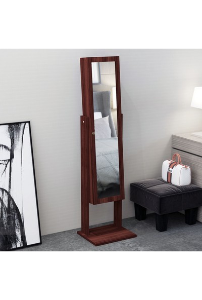 Cemre Home Aynalı Takı Aksesuar Dolabı Ceviz Cemre Home Aynalı Takı Aksesuar Dolabı Ceviz