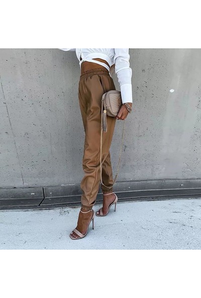 Gezmoni Taba Lastikli Deri Eşofman