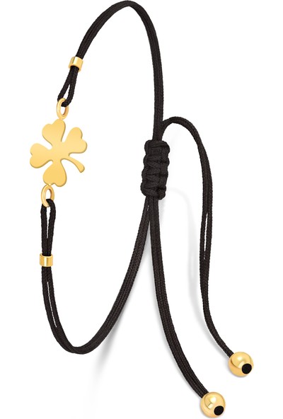 Fay Yamaner 14 Ayar Altın Yonca Ipli Bileklik