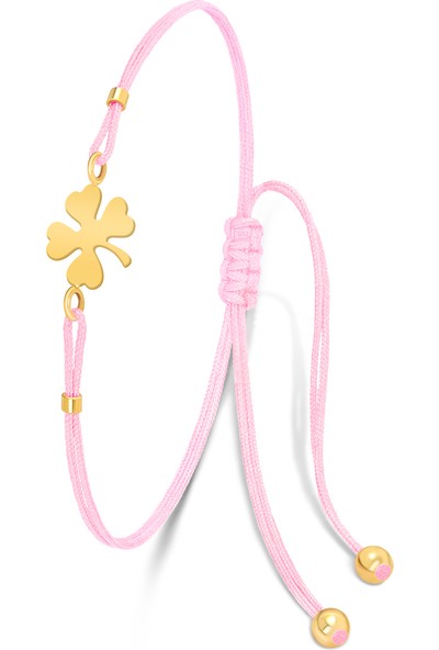 Fay Yamaner 14 Ayar Altın Yonca Ipli Bileklik