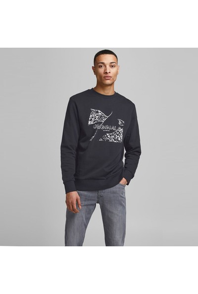 Jack & Jones Ron Erkek Lacivert Sweatshirt (12185460-B)