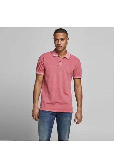 Jack & Jones Washed Erkek Kırmızı Polo Tişört (12180890-SLRS)