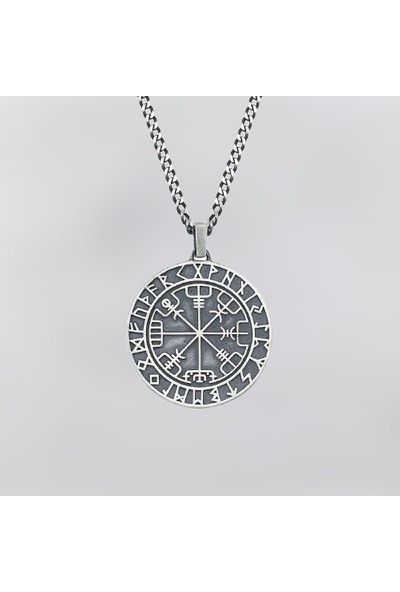 Black Silver Vegvisir Kolye Black Silver Vegvisir Kolye
