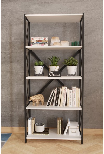 Larem Mobilya Sera Çok Amaçlı Raflı Metal Kitaplık 150CM Beyaz Larem Mobilya Sera Çok Amaçlı Raflı Metal Kitaplık 150CM Beyaz