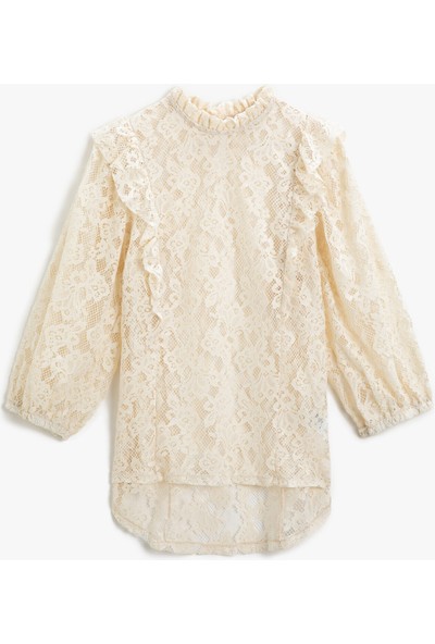 Koton Dantel Detaylı Tişört Uzun Kollu