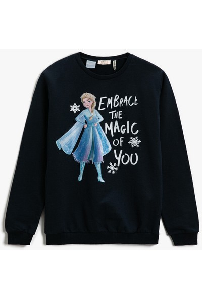 Koton Kız Çocuk Elsa Baskılı Lisanslı Sweatshirt Pamuklu