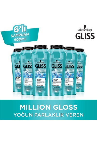 Gliss Million Gloss Şampuan 500 ml x 6 Adet