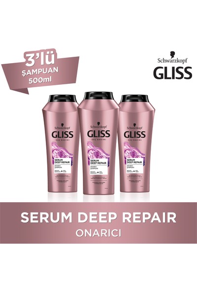 Gliss Serum Deep Repair Şampuan 500 ml x 3