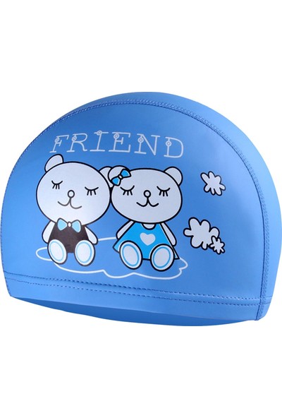 Strade Store Yüzmek Çocuklar Banyo Yüzme Şapka Kız Erkek Hayvan Baskı Mavi Ayı (Yurt Dışından)