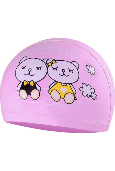 Strade Store Yüzmek Çocuklar Banyo Yüzme Şapka Kız Erkek Hayvan Baskı Pembe Ayı (Yurt Dışından)