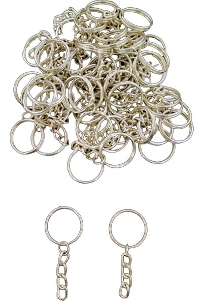 Hobimon 10 Adet 20MM Zincirli Anahtarlık Halkası - Amigurumi Makrome Anahtarlık Gümüş