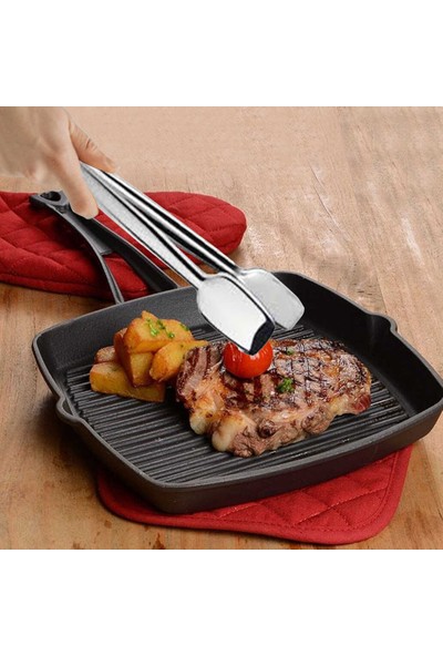 Lava 26 x 26 cm Metal Saplı Döküm Izgara Tava Uzun Izgara Maşa Seti Lava 26 x 26 cm Metal Saplı Döküm Izgara Tava Uzun Izgara Maşa Seti