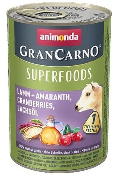 Animonda gran Carno Superfoods Kuzu Amarant ve Kızılcıklı Yetişkin Köpek Konservesi 400 gr
