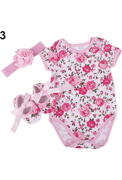 3 Adet Yenidoğan Bebek Çiçek Leopar Yıldız Romper Bodysuit Kafa Bandı Ayakkabı Seti 3 Adet Yenidoğan Bebek Çiçek Leopar Yıldız Romper Bodysuit Kafa Bandı Ayakkabı Seti