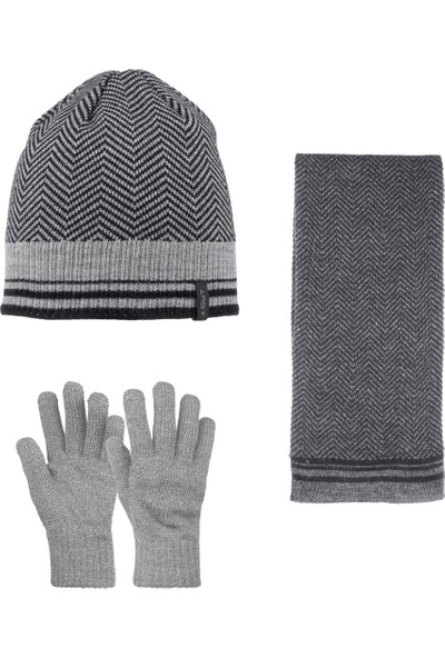 Erkek %100 Akrilik Üçlü Bere Atkı Eldiven Takımı