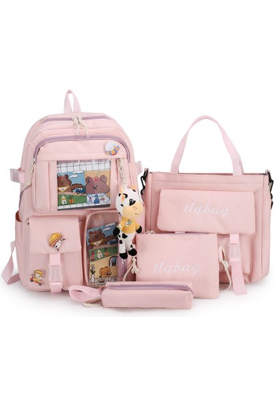 4 Adet Kız Kolye Sırt Çantası Pembe 4 Adet Kız Kolye Sırt Çantası Pembe