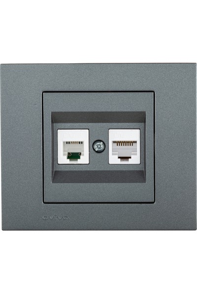 Ovivo Grano Füme Ikili Numeris Telefon Prizi Cat3 Çerçeveli