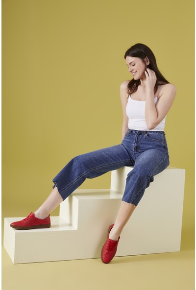 Ziya Ziya, Kadın Hakiki Deri Ayakkabı 111415 Z394033 Kırmızı