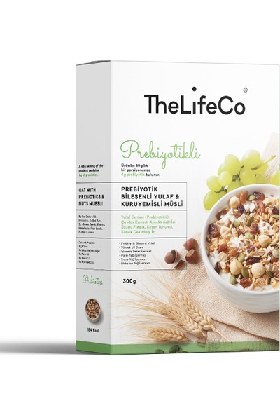 TheLifeCo Müsli Prebiyotik Bileşenli Yulaf & Kuruyemişli 300 gr TheLifeCo Müsli Prebiyotik Bileşenli Yulaf & Kuruyemişli 300 gr