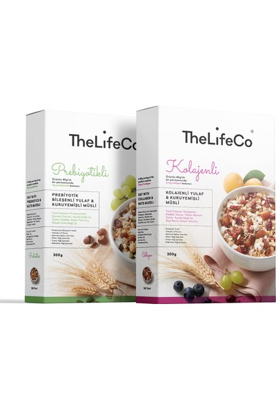 TheLifeCo Müsli Kolajenli Yulaf & Kuruyemişli 300 gr + Prebiyotik Bileşenli Yulaf & Kuruyemişli 300 gr TheLifeCo Müsli Kolajenli Yulaf & Kuruyemişli 300 gr + Prebiyotik Bileşenli Yulaf & Kuruyemişli 300 gr