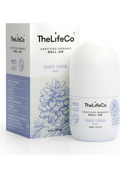 TheLifeCo Organik Roll-On Deodorant White Cedar 60 ml (Aluminyumsuz, Alkolsüz, Doğal) TheLifeCo Organik Roll-On Deodorant White Cedar 60 ml (Aluminyumsuz, Alkolsüz, Doğal)