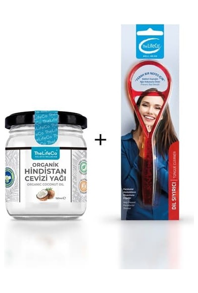 Thelifeco Oil Pulling Seti - Organik Hindistan Cevizi Yağı 150 ml + Dil Sıyırıcı